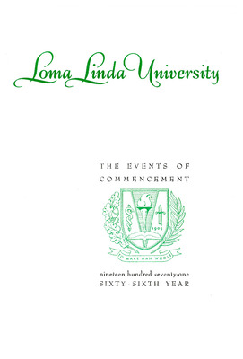 "Commencement Program 1971" by Loma Linda University